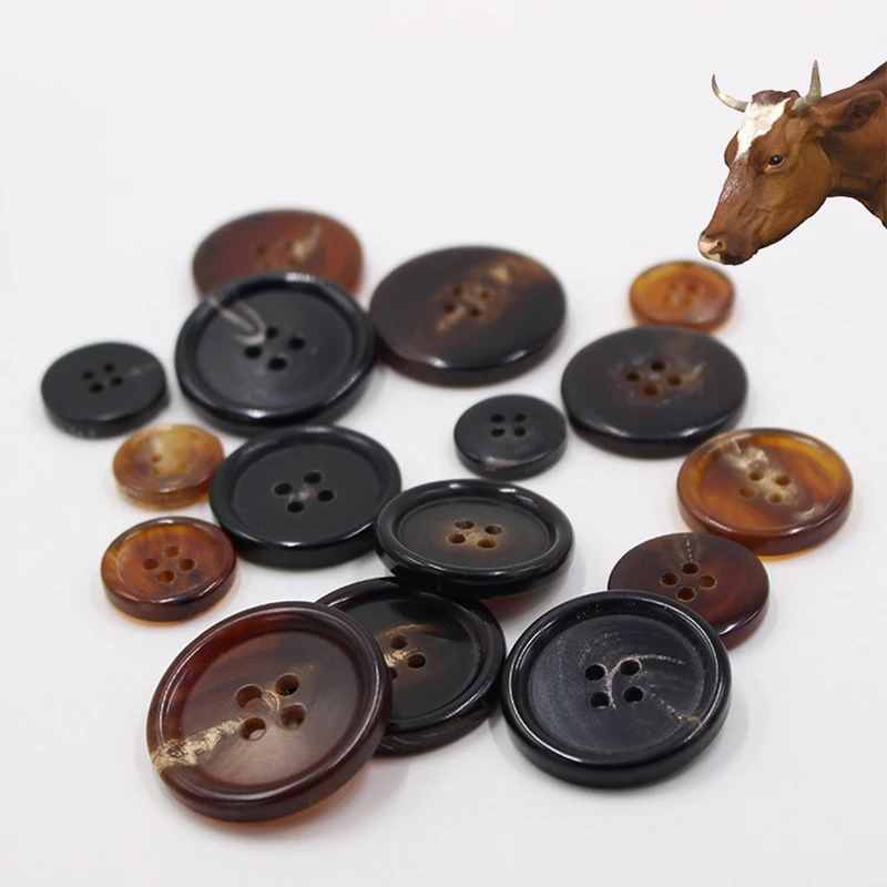 10Pcs Natural Horn Buckle Buttons for Clothing Sweater Coat Sewing ...