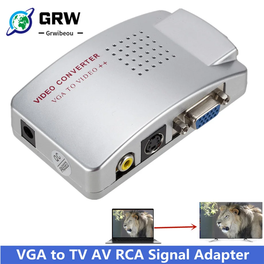 Grwibeou-PC-Converter-Box-VGA-to-TV-AV-RCA-Signal-Adapter-Converter ...