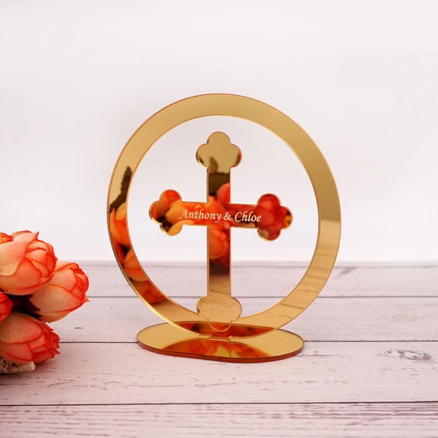 5pcs/Lot Custom Personalized Name And Date Acrylic Mirror Cross For ...