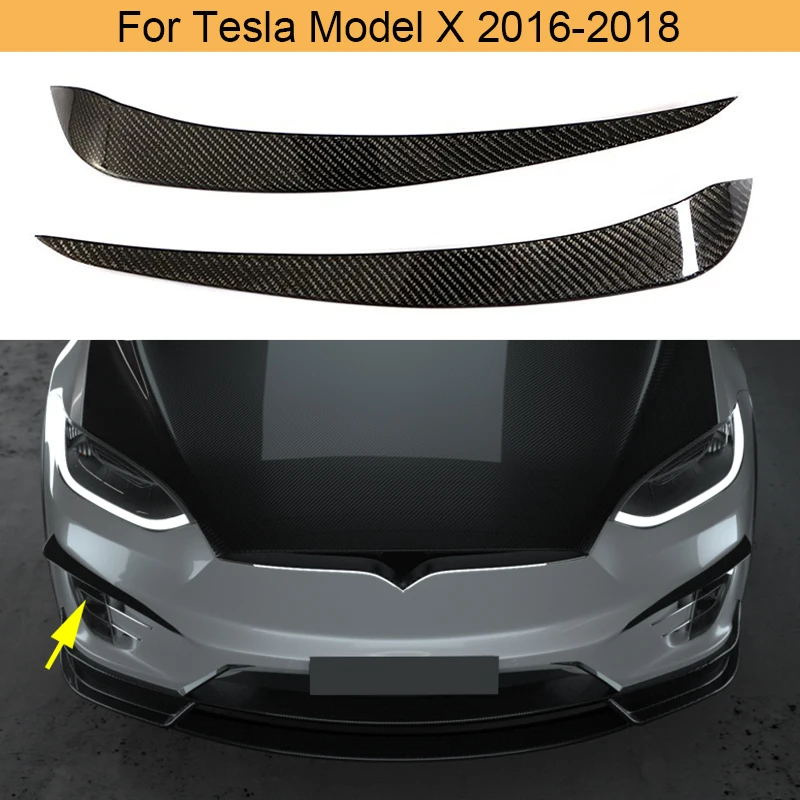 2PCS-Carbon-Fiber-Car-Front-Bumper-Fins-Canards-Splitters-for-Tesla ...