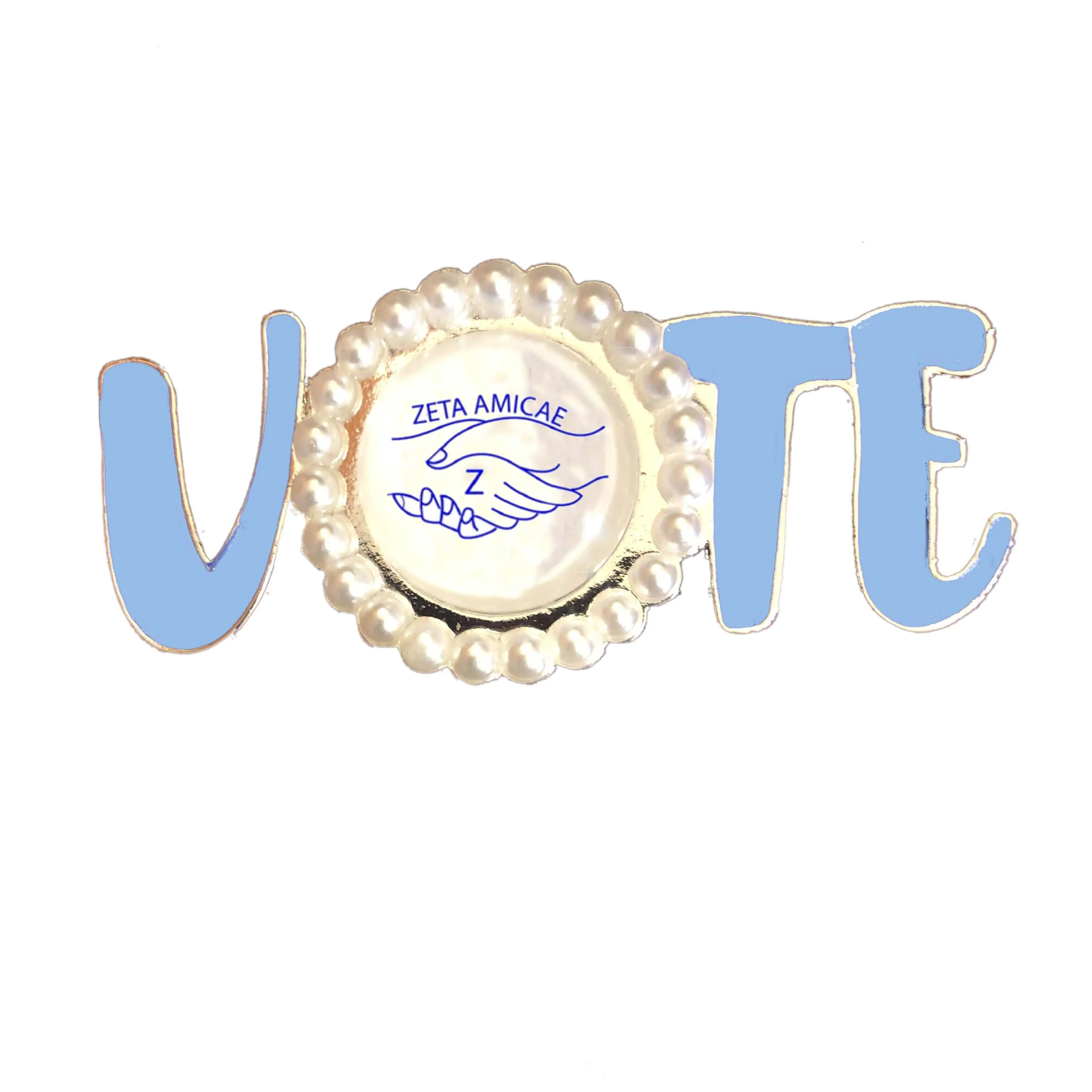 Sorority Greek ZETA AMICAE Pearl VOTE Pin Lady Brooch|Brooches ...