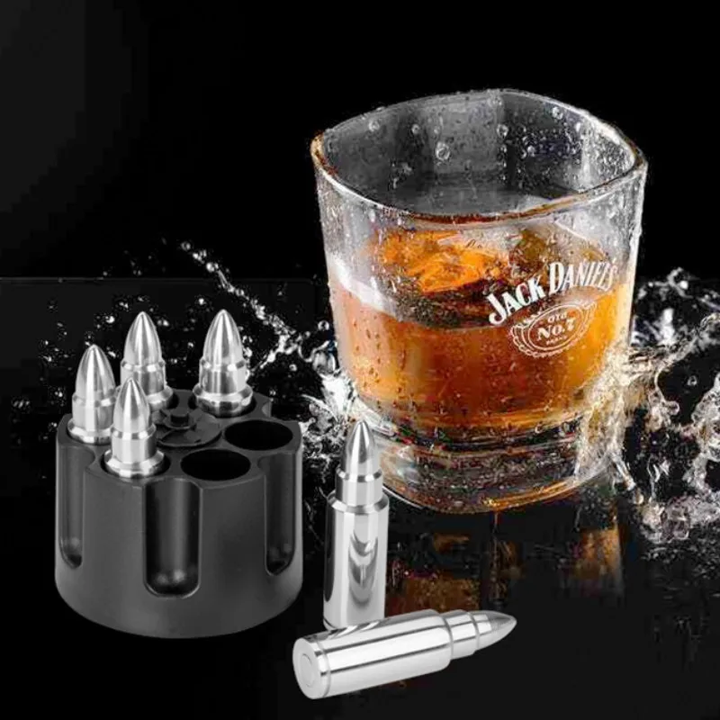 6Pcs Stainless Steel Bullet Ice Cubes Chilling Stones Quick frozen Ice ...