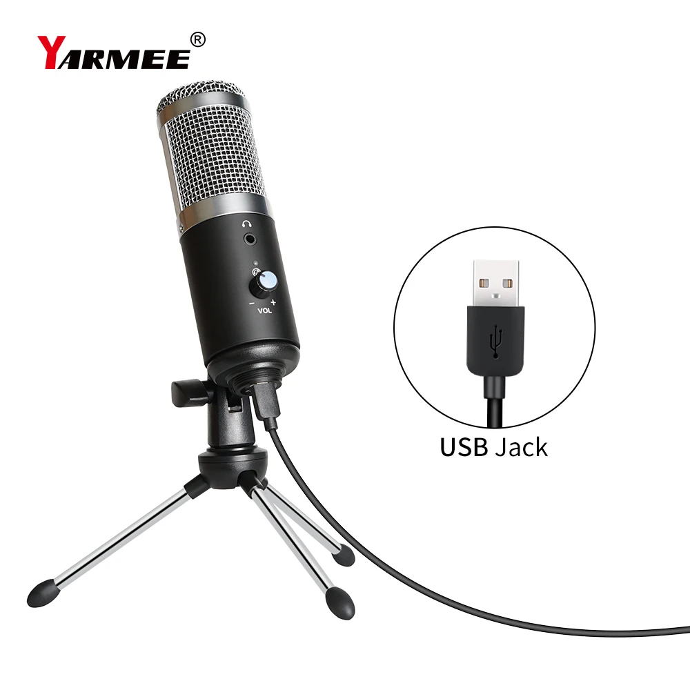 Microfone usb condensador para computador, pc para youtube, estúdio ...