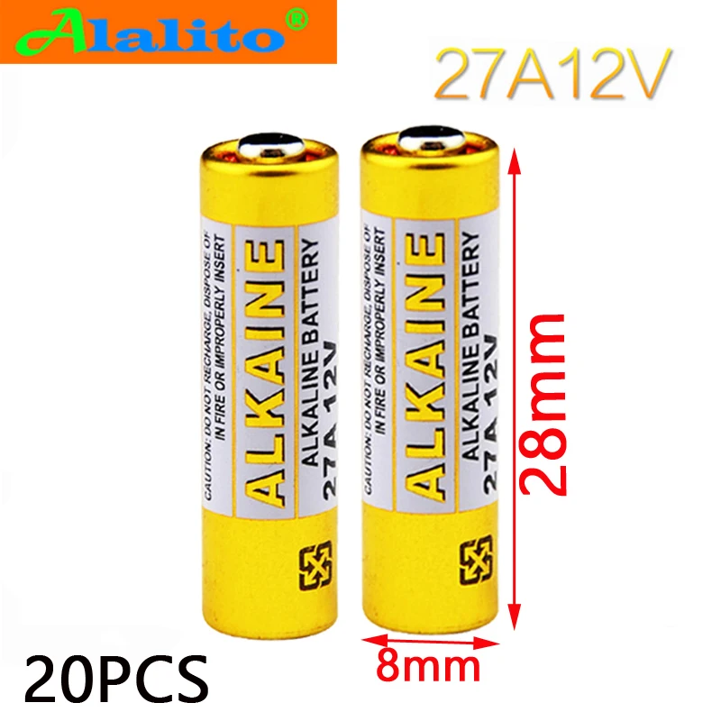 20PCS 27A 12V dry alkaline battery L828 27AE 27MN A27 for doorbell,car ...