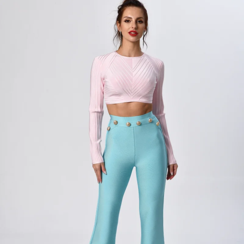Tops ajustados con cuello redondo para mujer, moda
