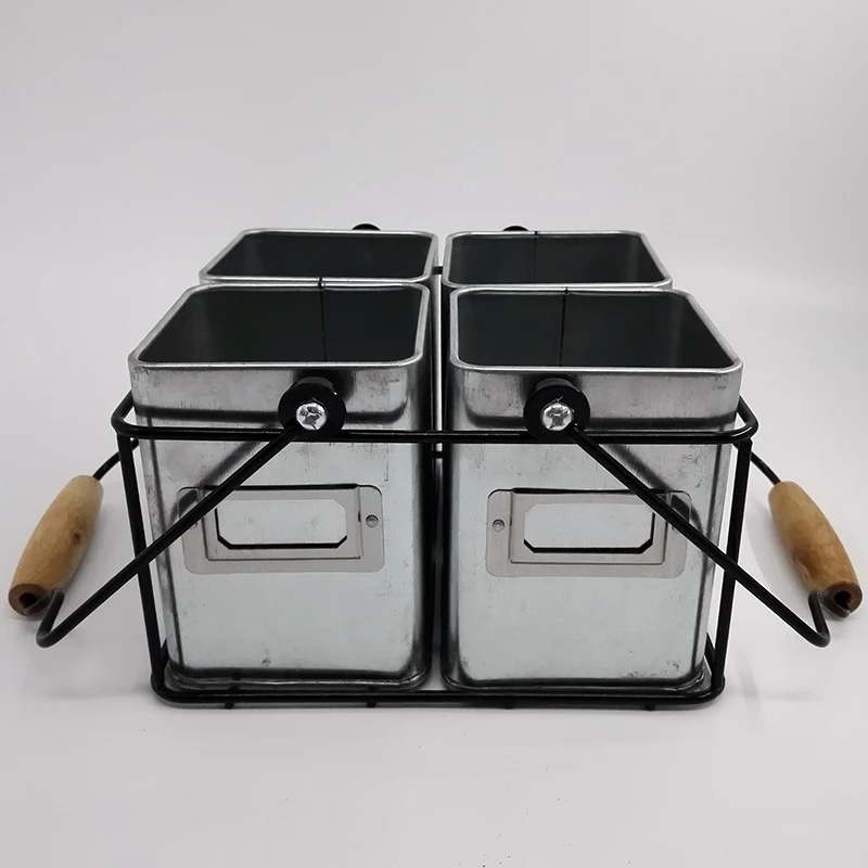 Multiple Usage Wood Handle Handmade Wire Basket Caddy with 4 Galvanized ...