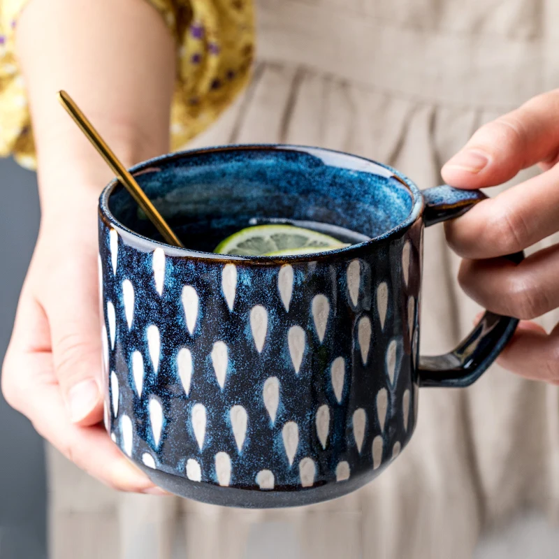 Starry Coffe Mug Espresso Cups Meteor Shower Blue Retro Style Expresso ...