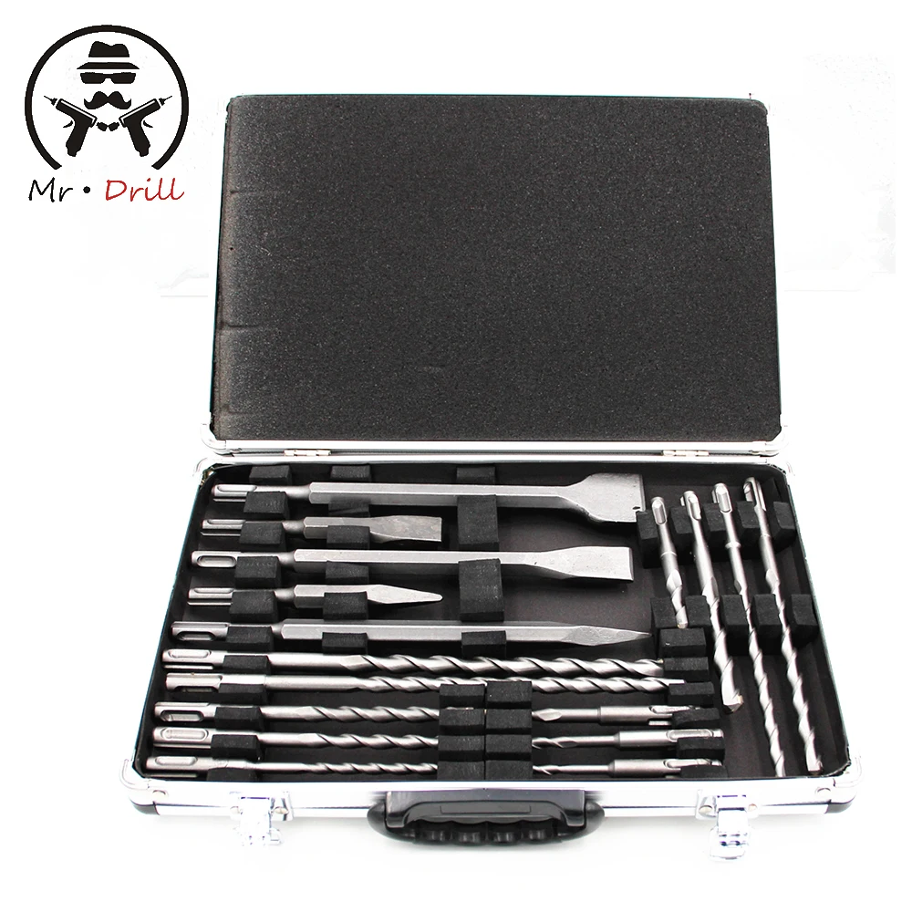 17pcs-electric-hammer-drill-point-chisel-flat-chisel-aluminum-box-set ...