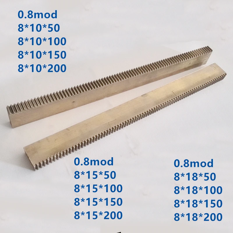 Rack copper 0.8 mod 8 * 10 * 50/8 * 15 * 50/8 * 18 * 50 100 150 200 ...