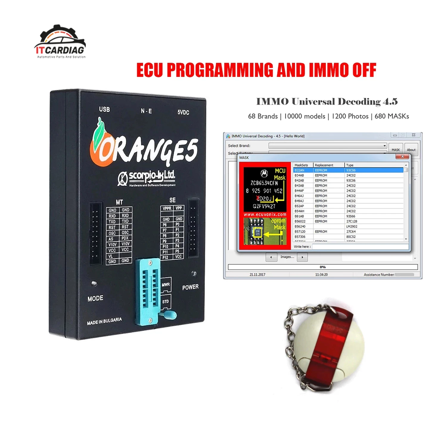 Orange 5 Orange5 Programmer V1.36 and IMMO Universal Decoding 4.5 IMMO off Software 2 in 1 for ...