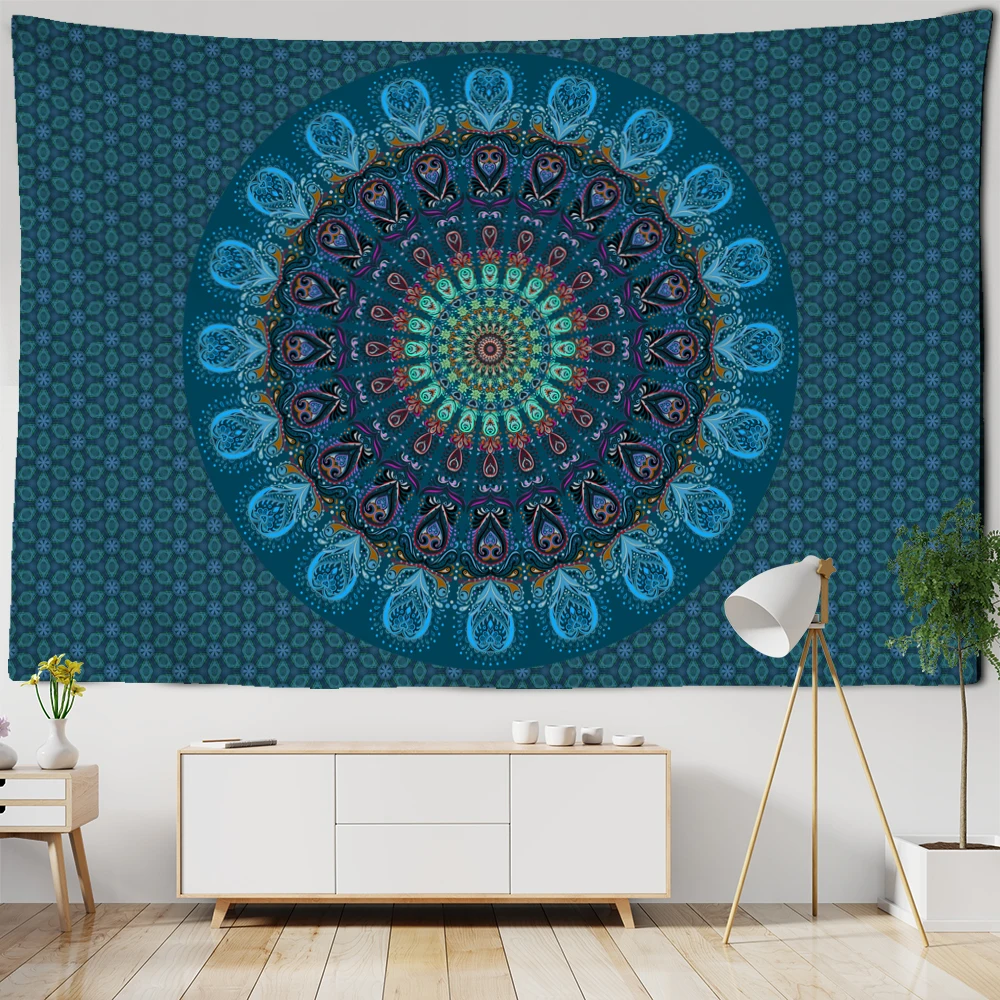 Colourful Psychedelic Flower Indian Mandala Tapestry
