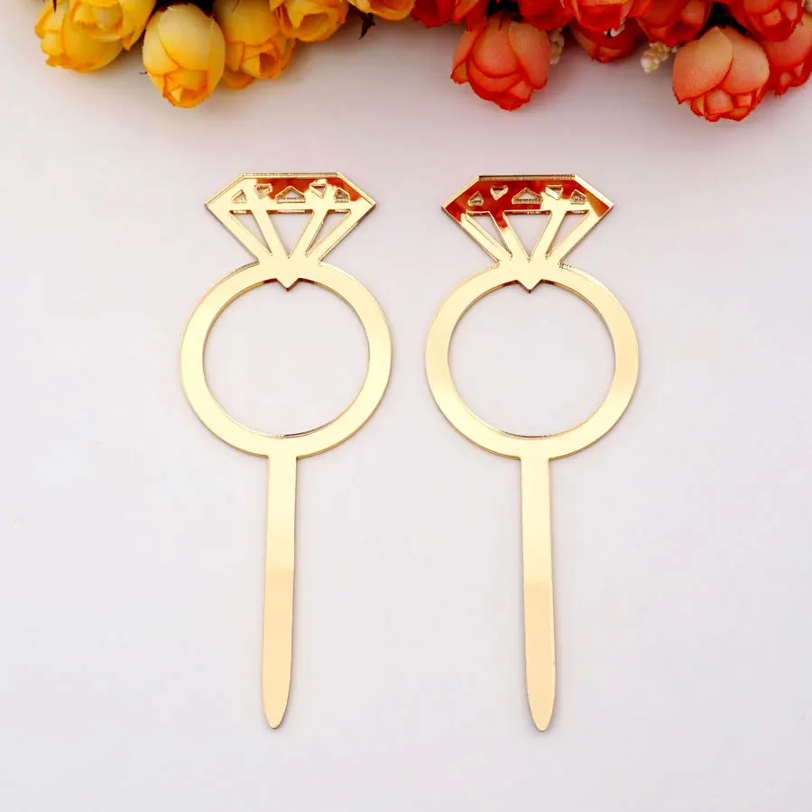 5pcs/Lot 10cm Height Wedding Party Cake Topper Decor Diamond Ring Style ...