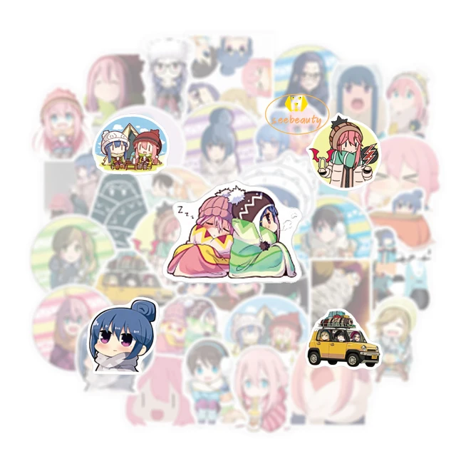 50 pieces Anime Sticker Yuru Camp Shima Rin Kagamihara Nadeshiko ...