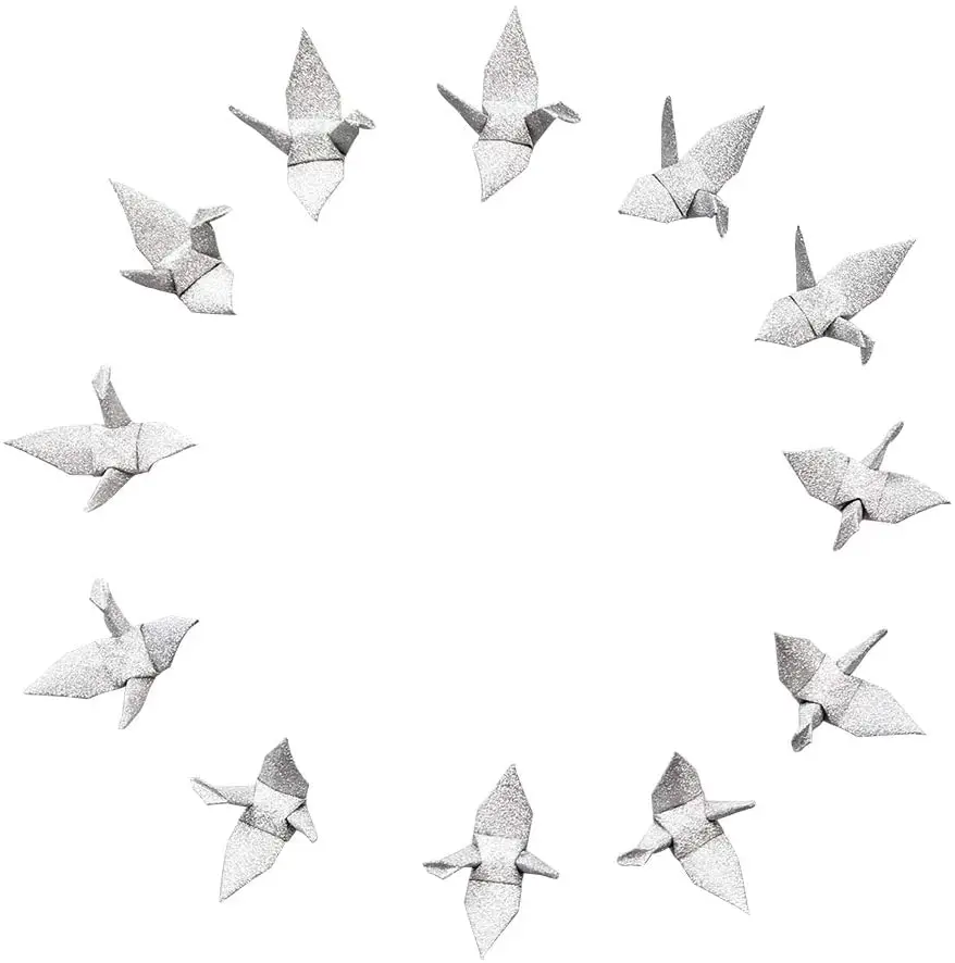 100Pcs-Folded-Glitter-Silver-Origami-Paper-Cranes-DIY-Crane-Mobile ...