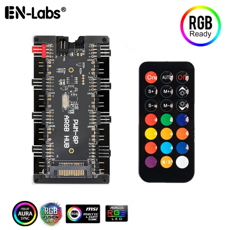 PWM-ARGB-LED-Hub-Controlador-8-Portas-12V-4Pin-Fan-5V-3Pin-AURA ...