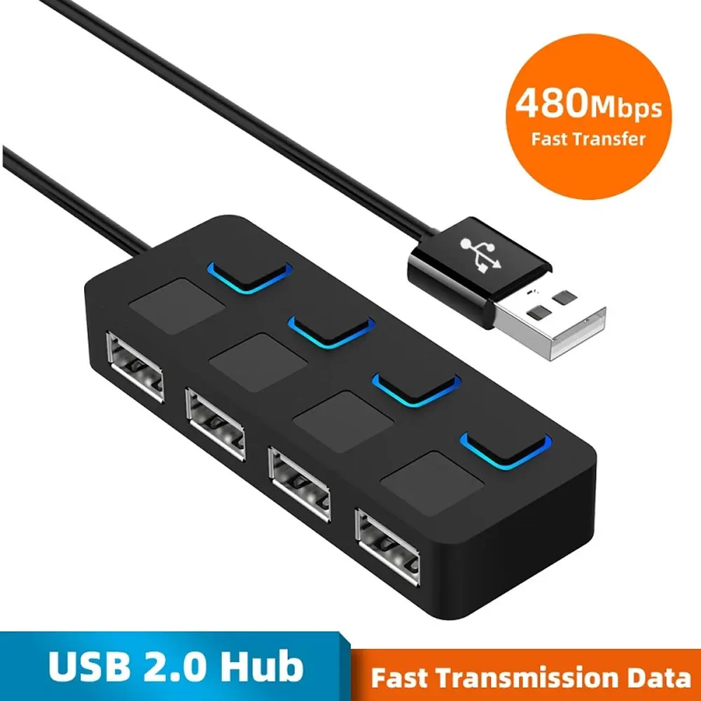 4 Ports USB 2.0 HUB USB On/Off Switch Splitter Expander with ...