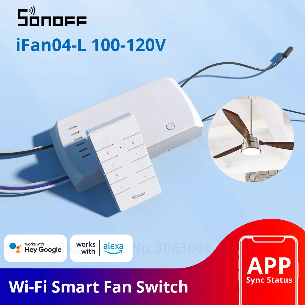 SONOFF iFan04-L WiFi Ceiling Fan And Light Controller 100-120V eWeLink ...