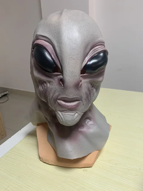 Halloween Alien Mask Scary Horrible Big Eyes Horror Alien Mask Full ...