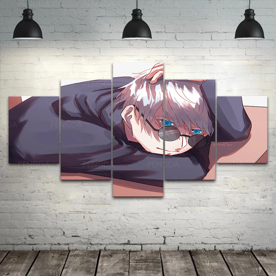 Wall Art Jujutsu Kaisen Canvas Painting Prints 5 Panel Gojo Satoru ...