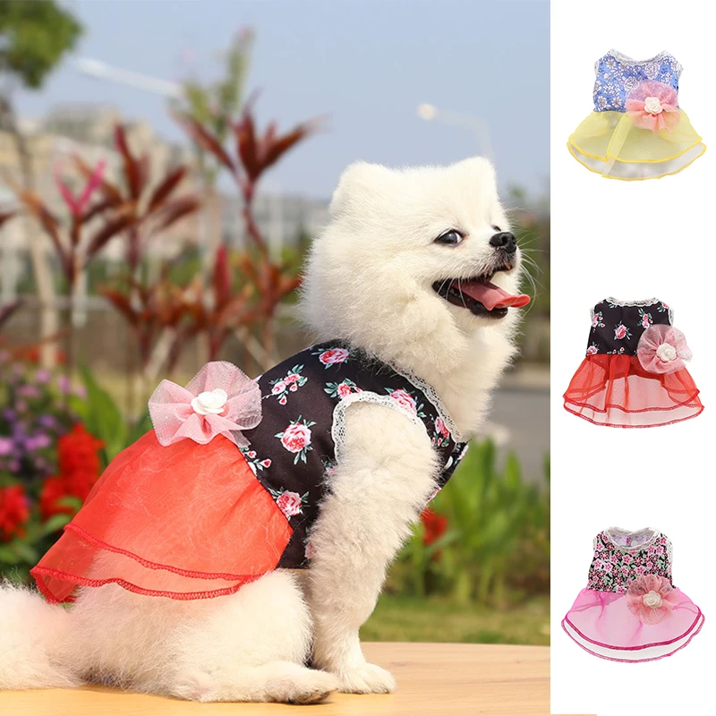 Vestido de flores para perro, falda de tela a cuadros para perros ...