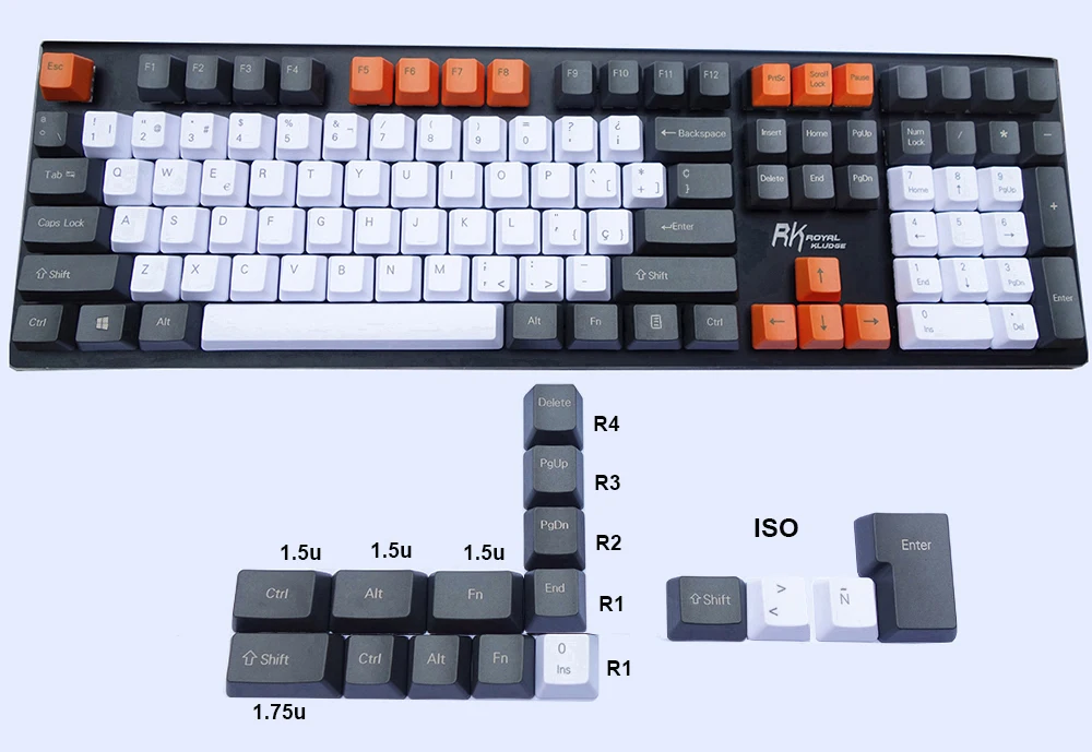 Spanish Layout OEM Keycaps European Type ANSI ISO-ES PBT Material for ...