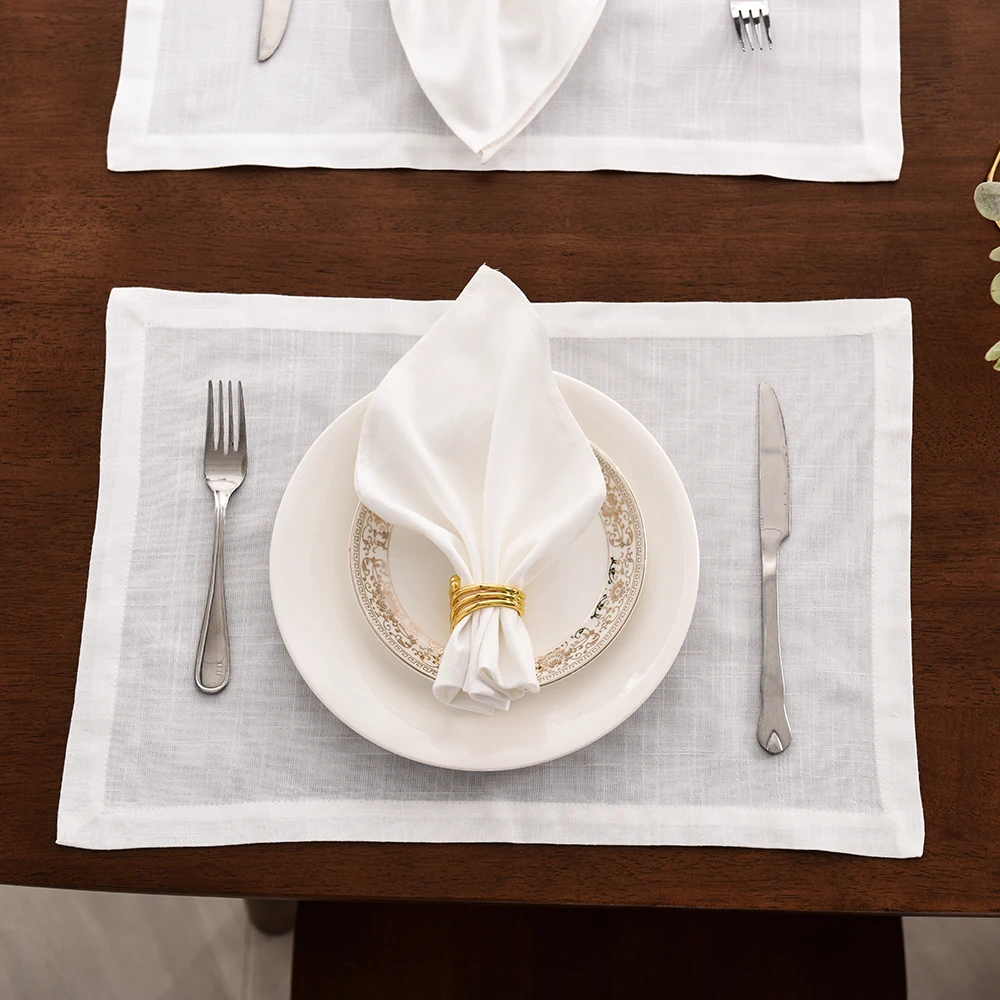 SERVIETTE DE TABLE,white 40x40CM--Serviette de Table blanche en coton ...