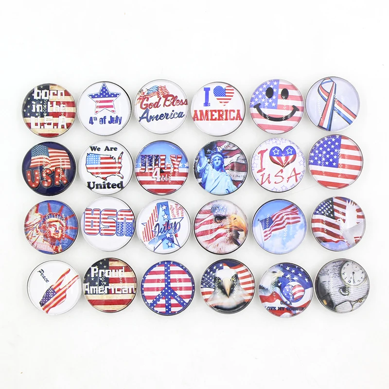 24pcs-DIY-Interchangeable-18mm-Cabochon-Glass-Button-July-4th-Patriotic ...
