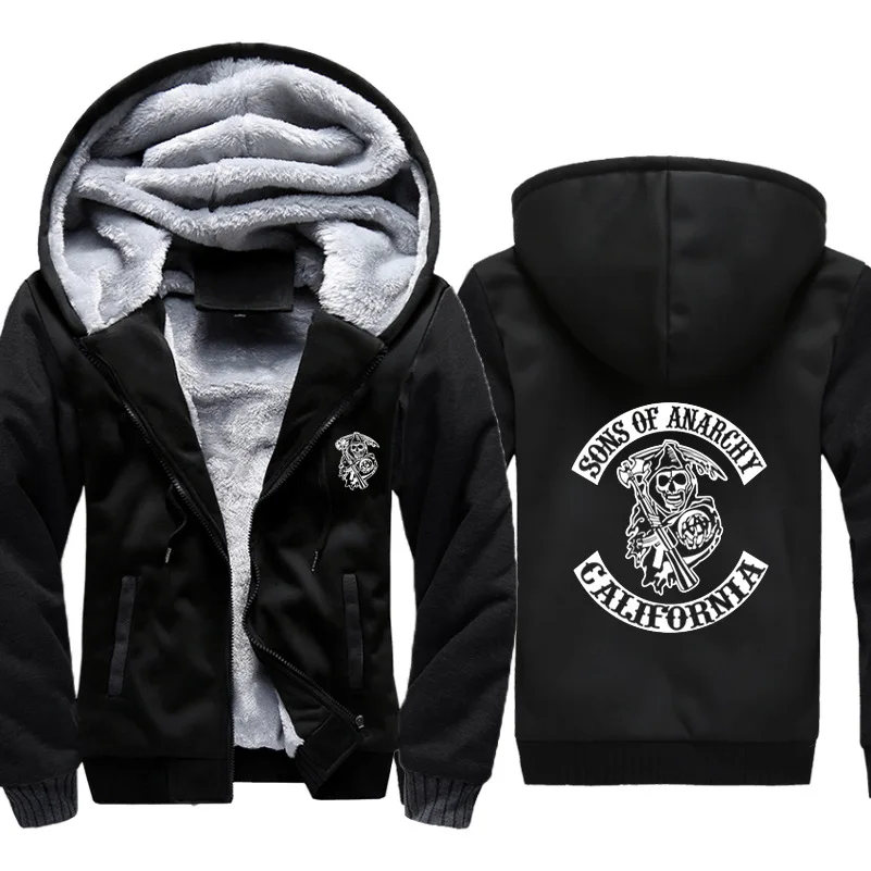 Men Women Black Red Blue Winter Tv Sons Of Anarchy Jacket Thick Plush ...