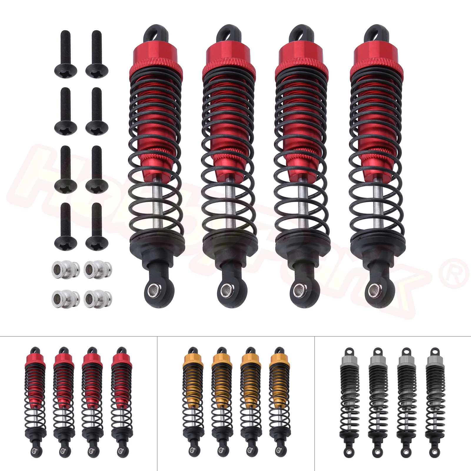 4pcs Aluminum 98mm Front Rear Rc Shock Absorber Assembled Dampers For 1/10 Scale Rc Car Off Road ...
