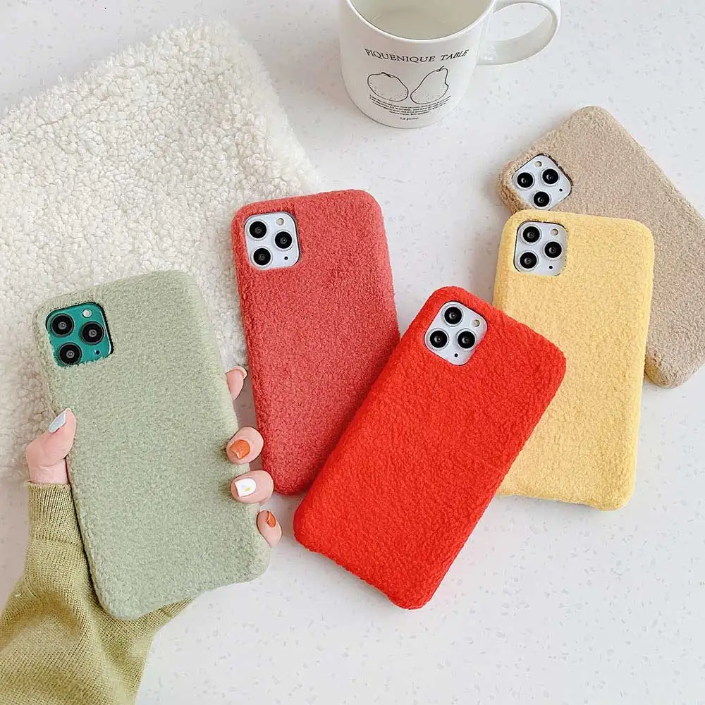 Short Plush Fur Hair Phone Cases for Iphone 11 Pro Max Xs Max XR 8 7 6 ...