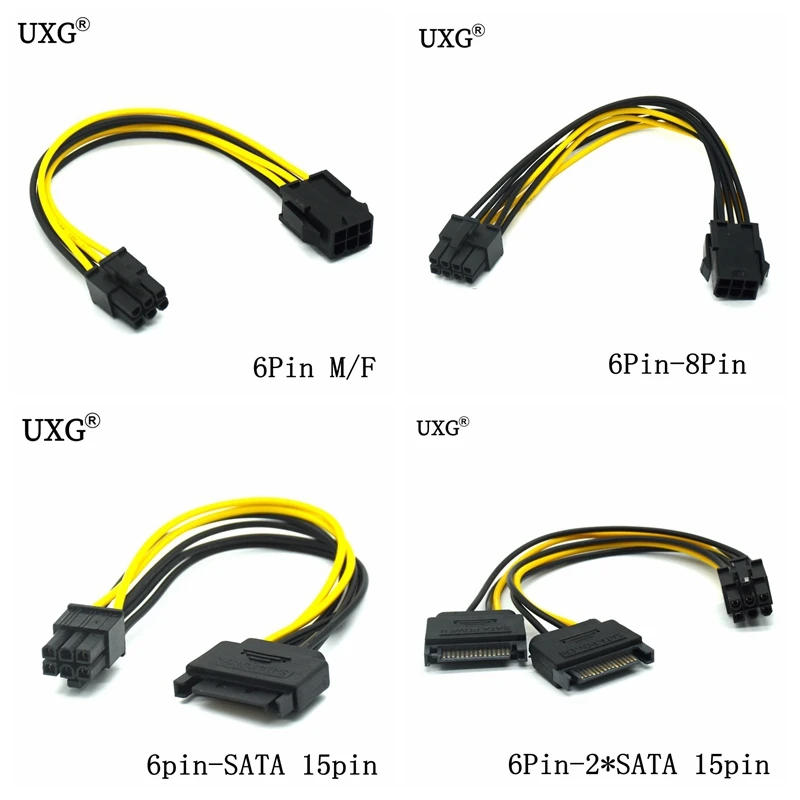 SATA Power Cable 15 Pin 8pin Female To 6 Pin Male PCI EXPRESS PCI-E ...
