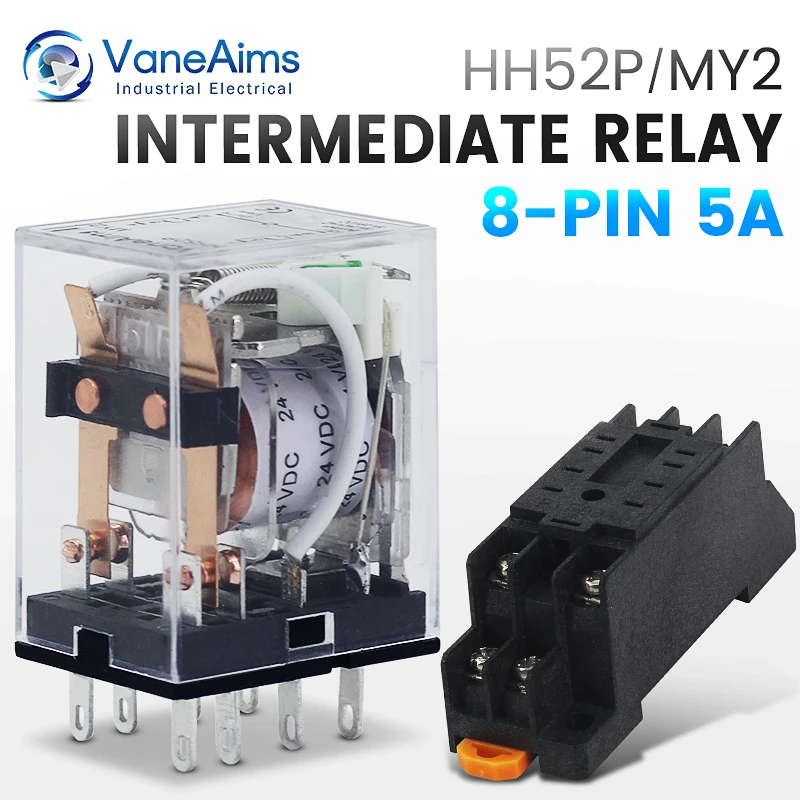 Relay-HH52P-MY2NJ-Coil-General-DPDT-Micro-Mini-Electromagnetic-Mini-Contactor-Switch-with-Socket ...