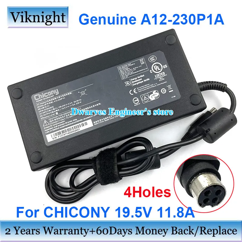 Genuine A12-230P1A 19.5V 11.8A AC Adapter For Clevo Gaming Laptop ...