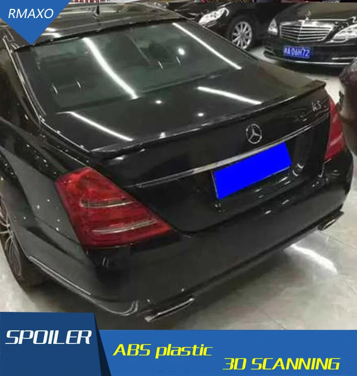 For Benz W221 Spoiler ABS Material Car Rear Wing Primer Color Rear ...