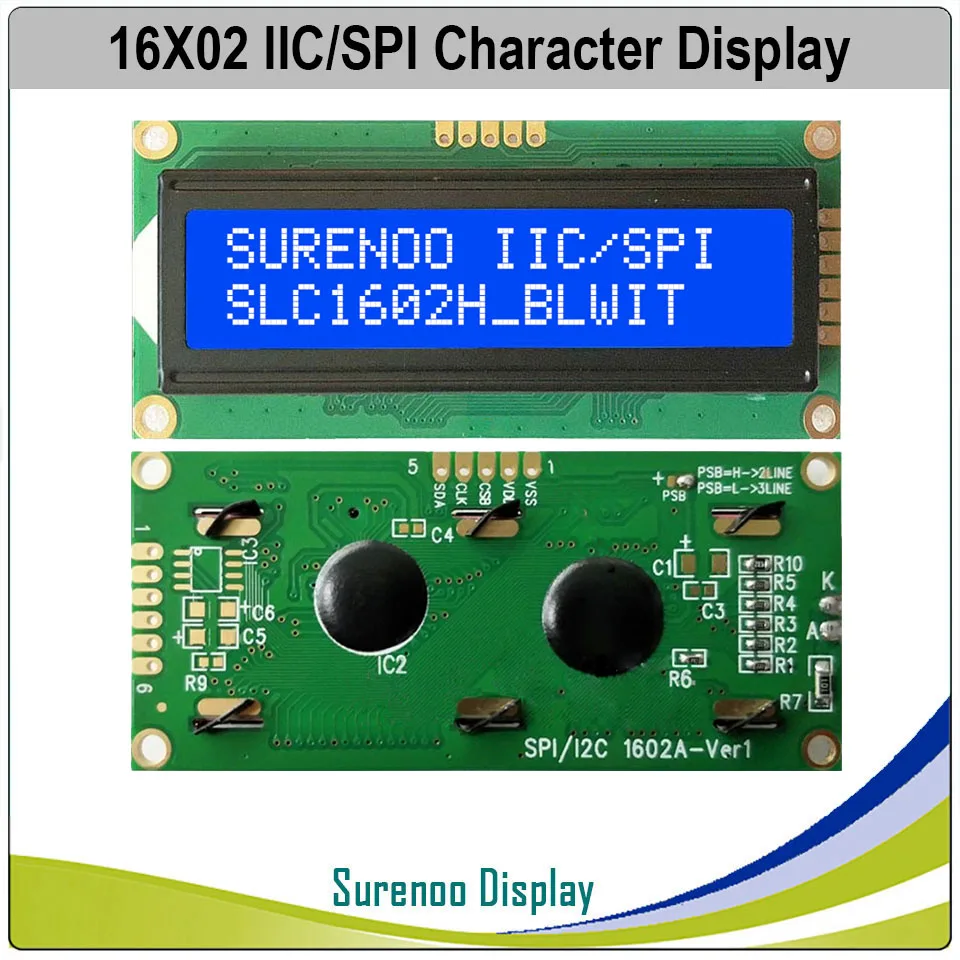 1602 162 16*2 Serial Spi I2c Blue Aip31068l Character Lcd Module ...