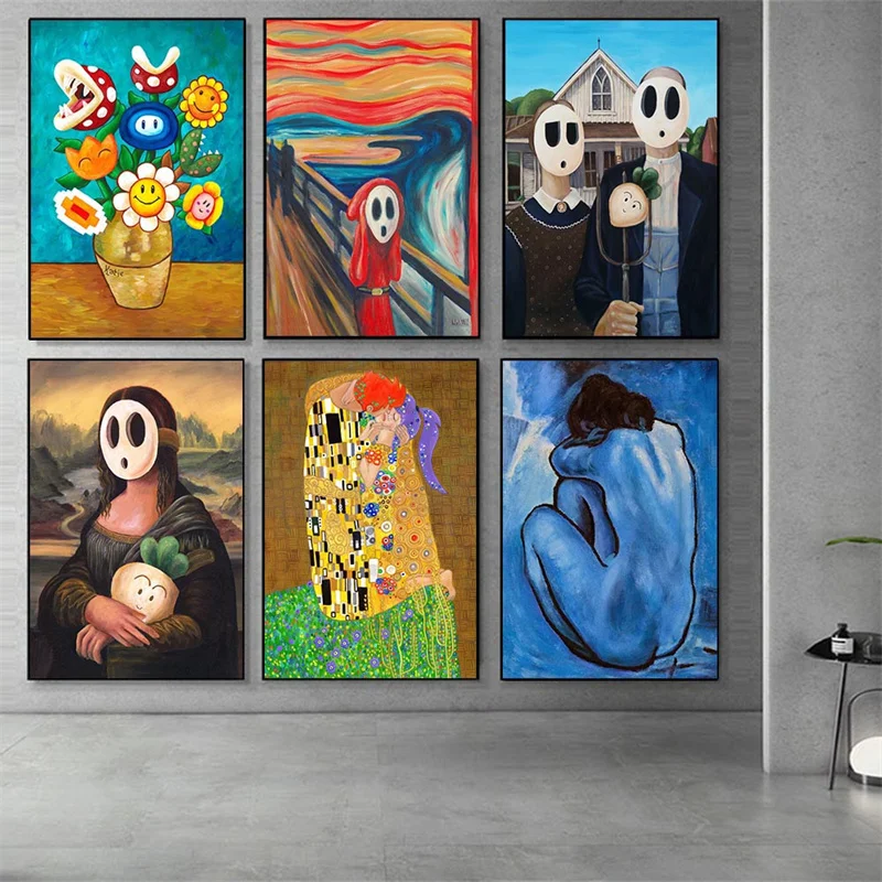 Picasso-Van-Gogh-s-Creative-Paintings-Shyguy-Klimt-Kiss-Mona-Gothic ...