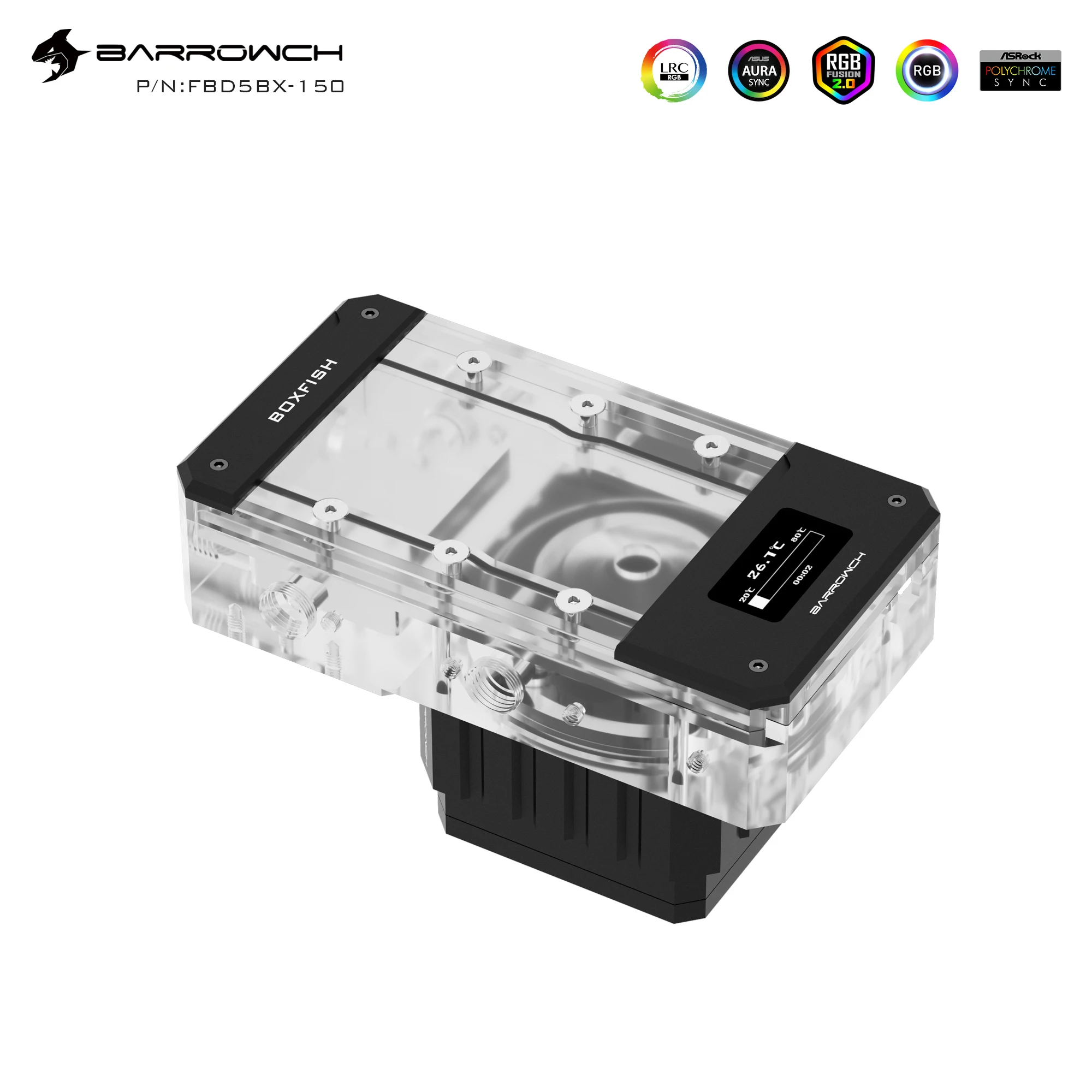 Barrowch Acrylic Transparent Square Digital Reservoir With Pump Rgb D5 ...