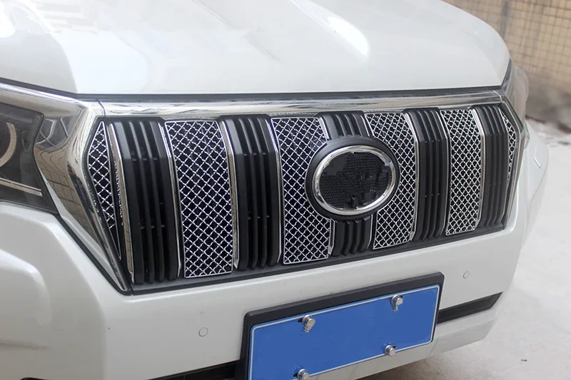 トヨタランドクルーザープラドためLC150 FJ150 2018カースタイリング1セットステンレス鋼フロントレースグリルグリルアクセサリー ...