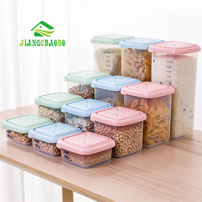 Household Kitchen Transparent Sealed Cans Plastic Covered Food Grains ...