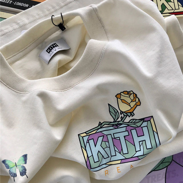 Kith Box Logo Casual T-shirt Best Quality Floral Print OUT0919