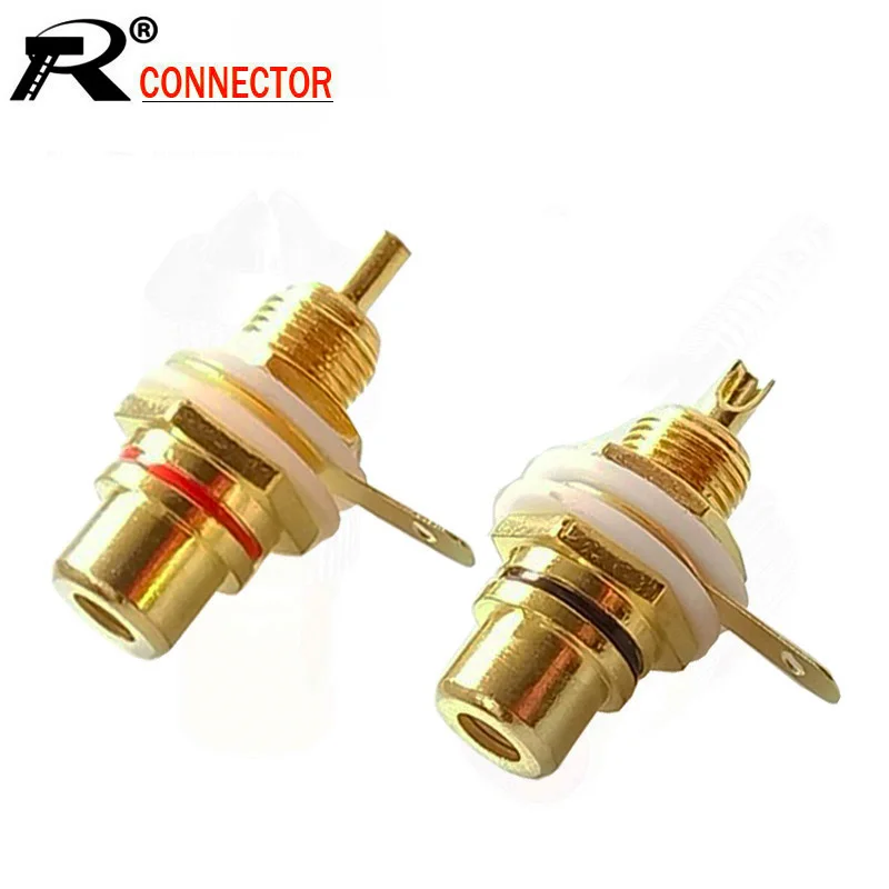 100pcs/lot RCA Connector Female Solder Panel Mount Gold Plated RCA ...