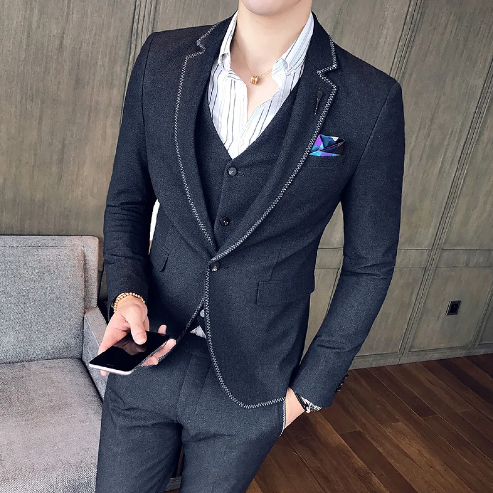 2020 New Solid Color Suit for Men Fashion Boutique Business Social ...