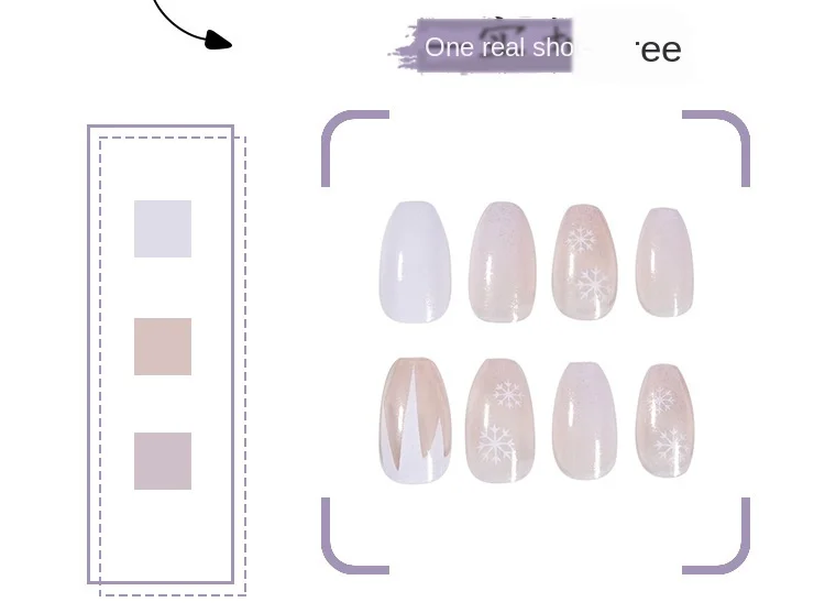 Fake Nails Nail Art Tips Press on False Tipsy with Glue Coffin Stick ...