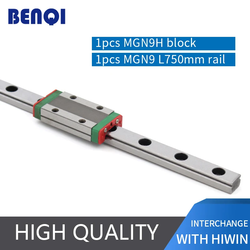 miniature linear guide & rail 1pc MGN9 L= 750mm + 1pc MGN9H block ...