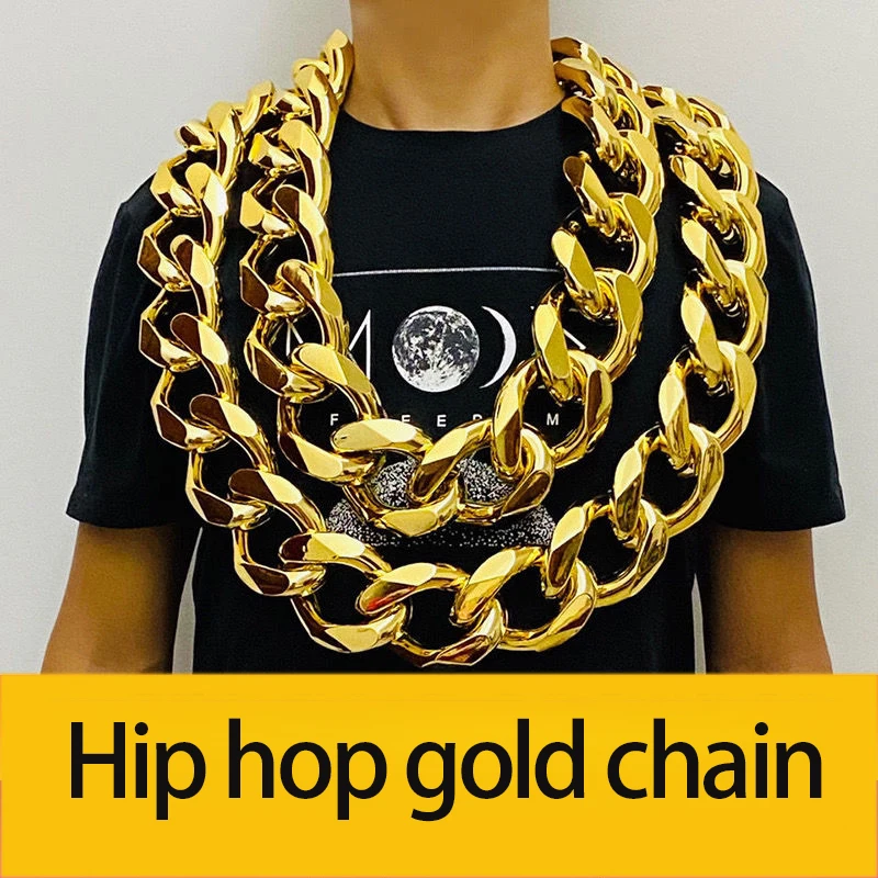 Hip-Hop-Acrylic-Thick-Gold-Necklace-Men-s-18K-Gold-Chain-Fashion ...