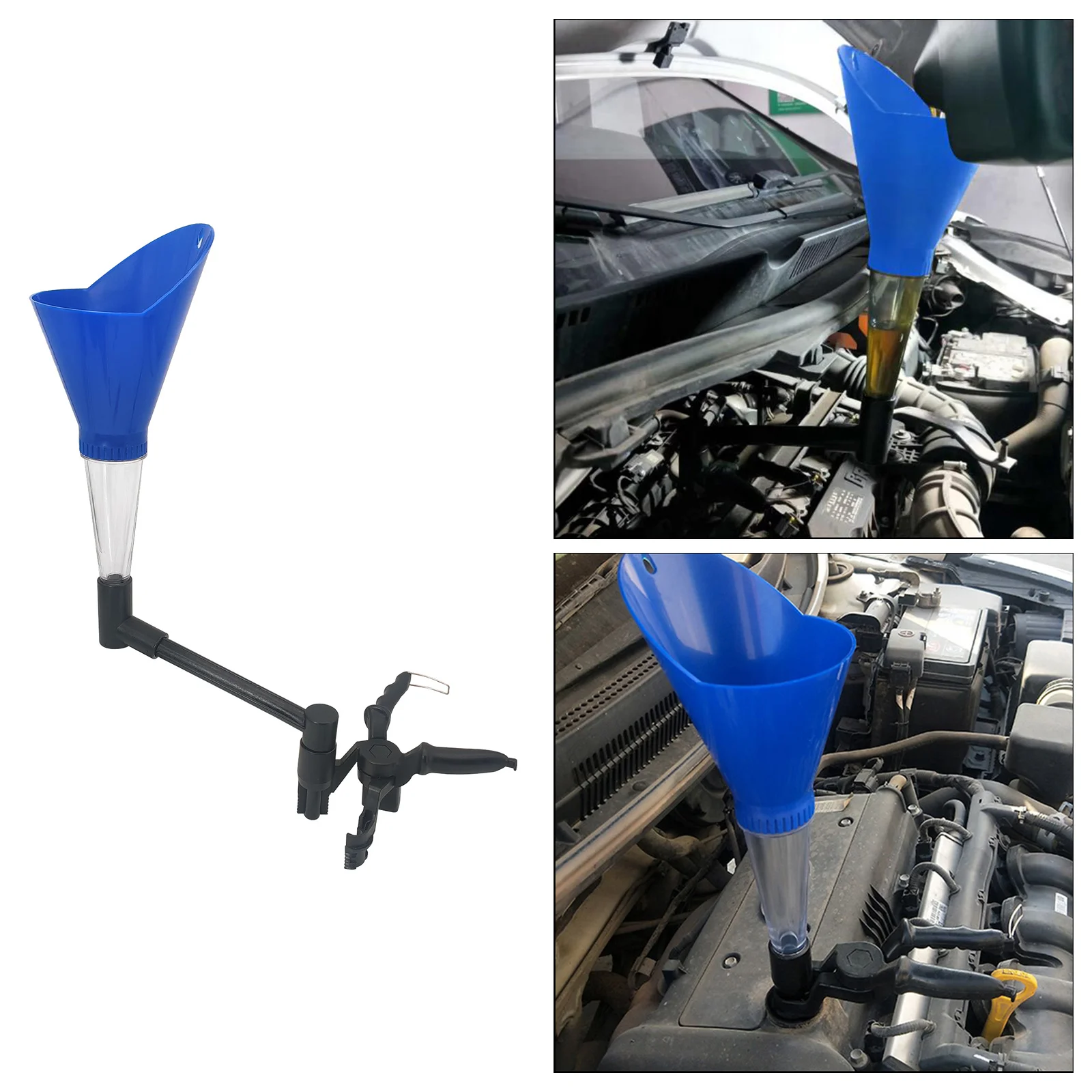 Adjustable Plastic Universal Vehicles Car Engine Oil Funnel with Clamp ...
