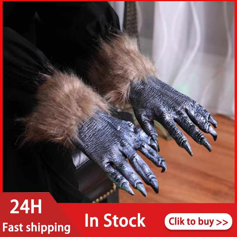 Halloween Props 1 Pair Werewolf Horror Wolf Paws Claws Creepy ...