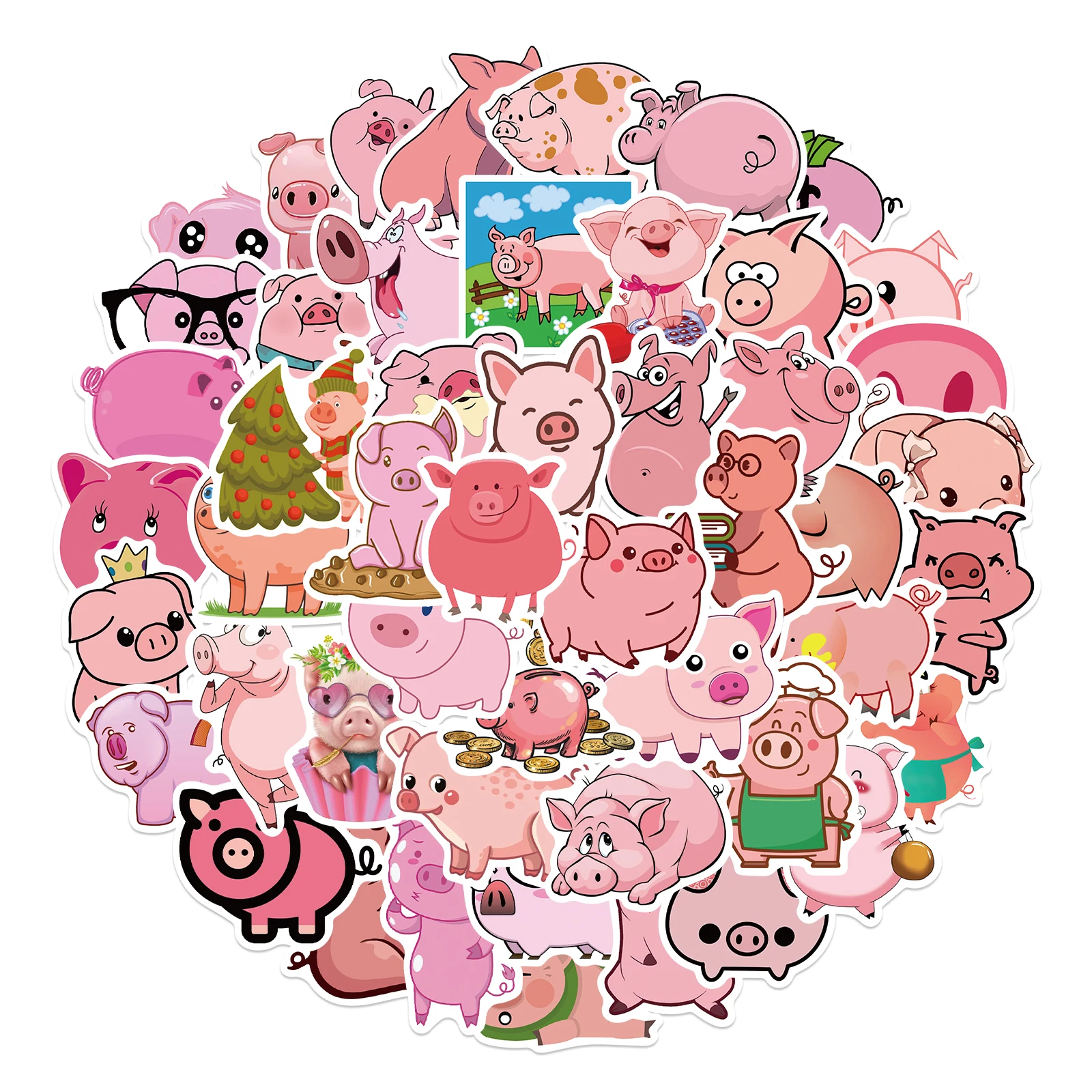 25-50PCS-Creative-kawaii-Self-made-Pink-toot-pig-Stickers-Beautiful ...