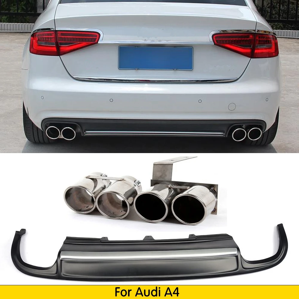 Pp Rear Bumper Lip Diffuser Exhaust Pipe For Audi A4 B8 Standard Bumper Pp Rear Bumper Lip Diffuser Exhaust Pipe For Audi A4 B8 Standard Bumper