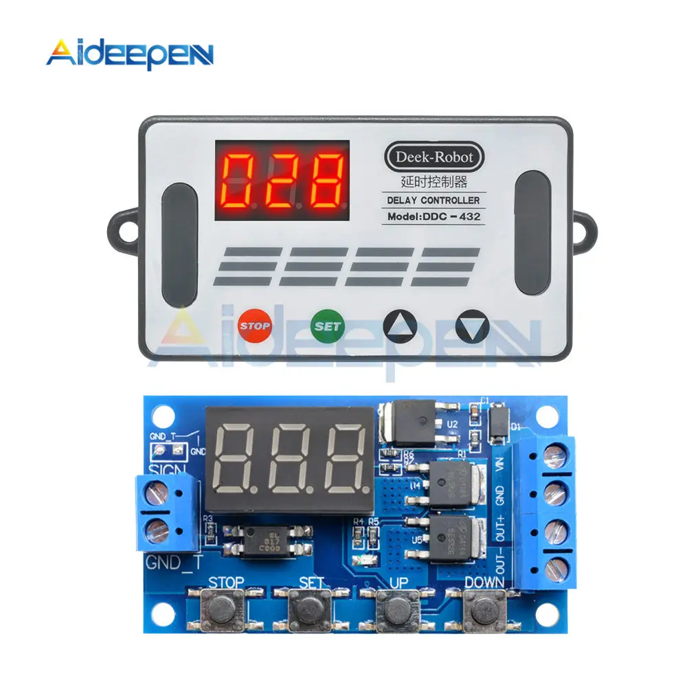 DC 5V-30V Dual MOS Time Delay Relay High Level Trigger LED Digital Display Cycle Time Timer ...